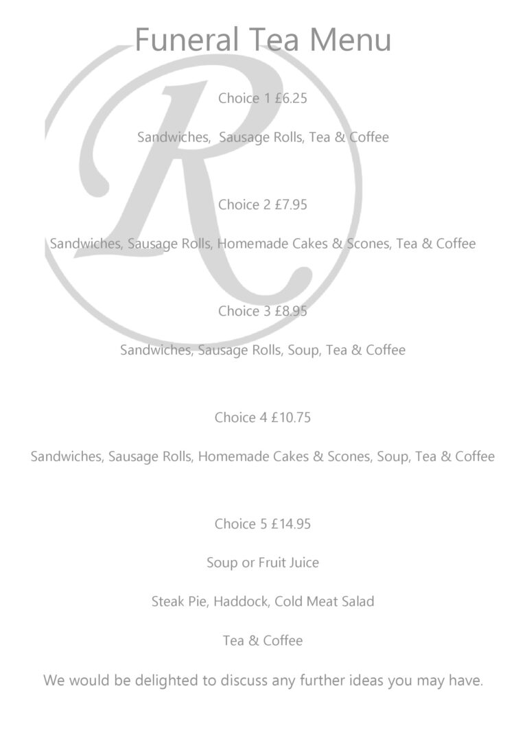 Funeral Menu - Ravelston House