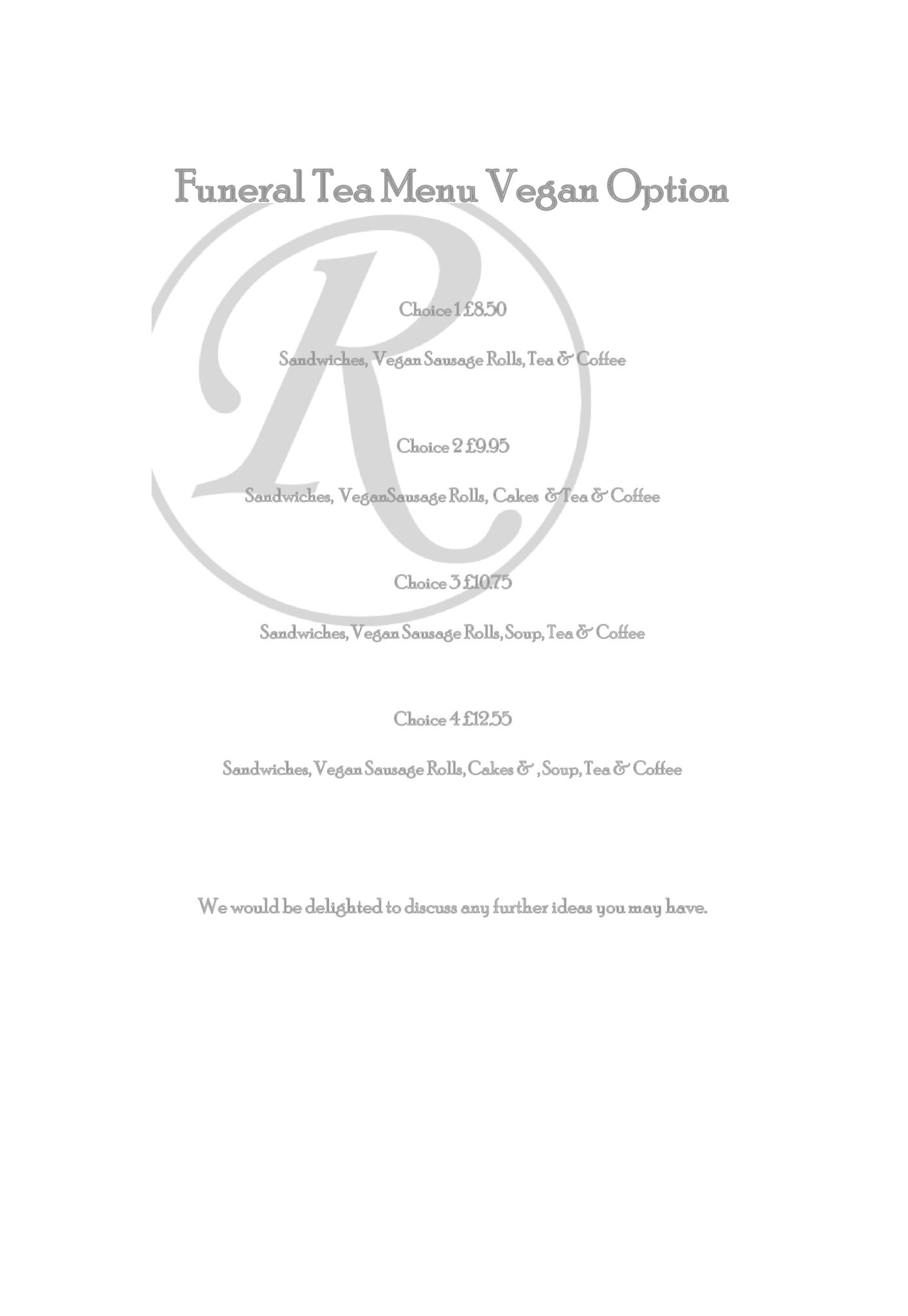 Funeral Menu - Ravelston House