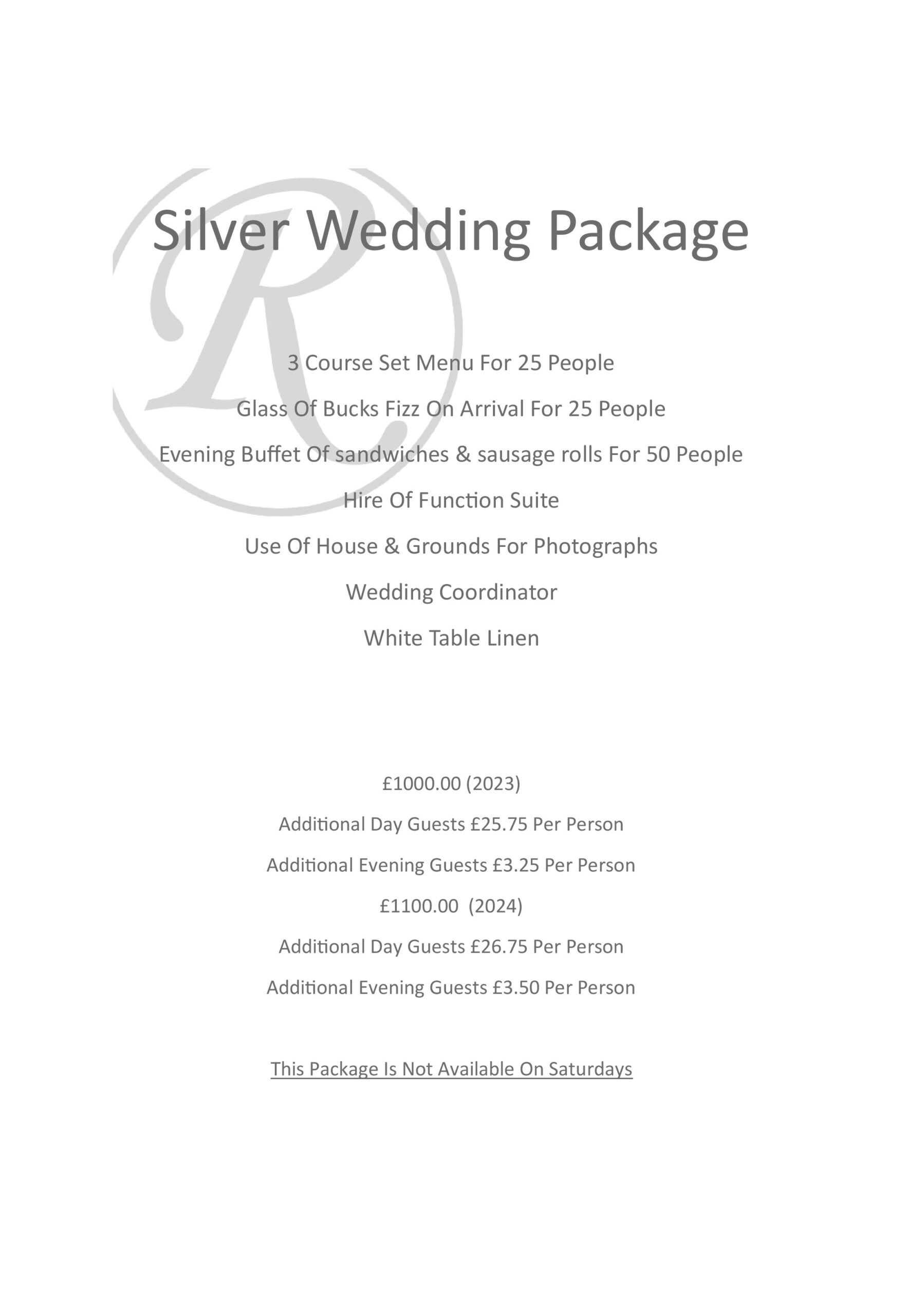 Wedding Packages - Ravelston House