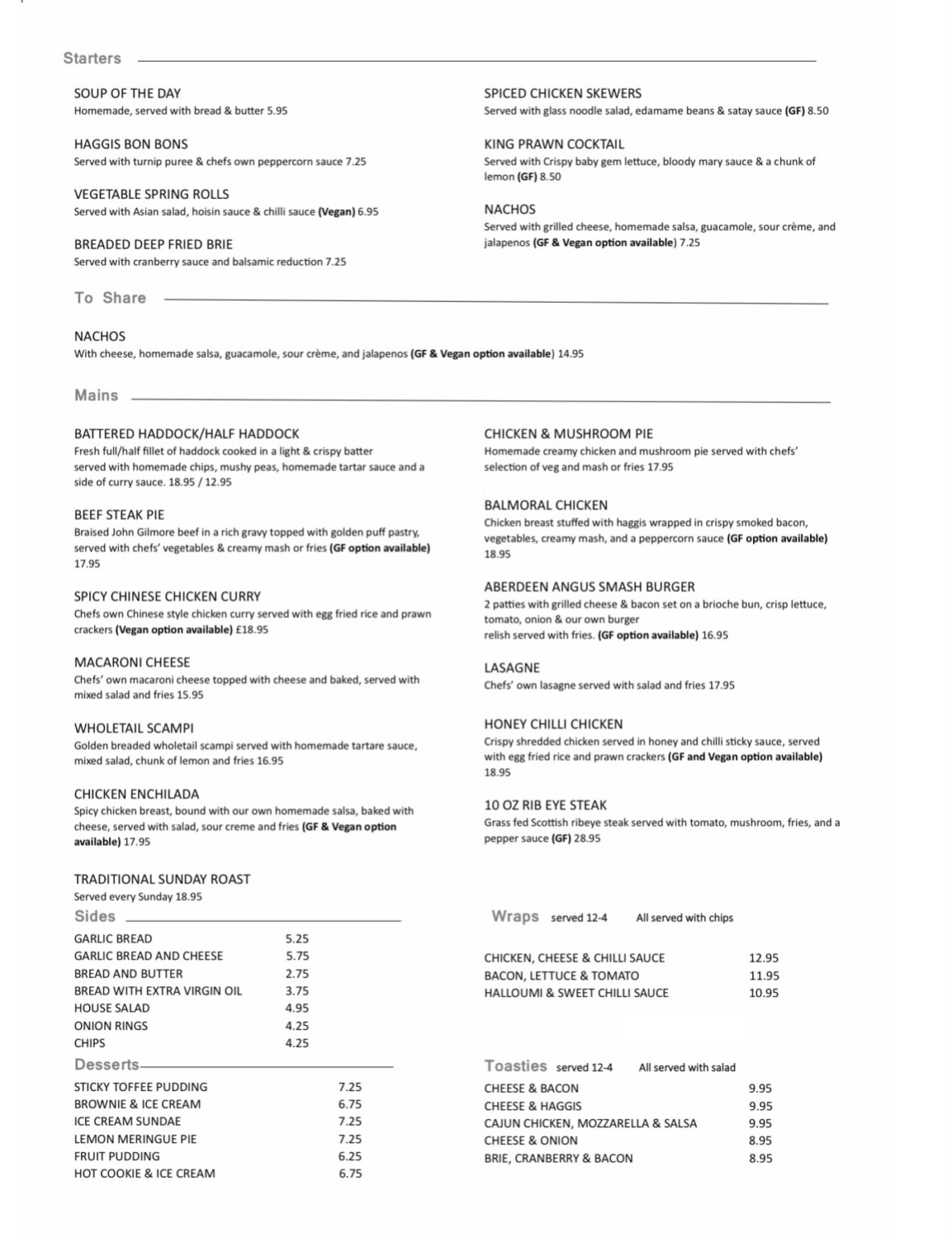 Menus - Ravelston House